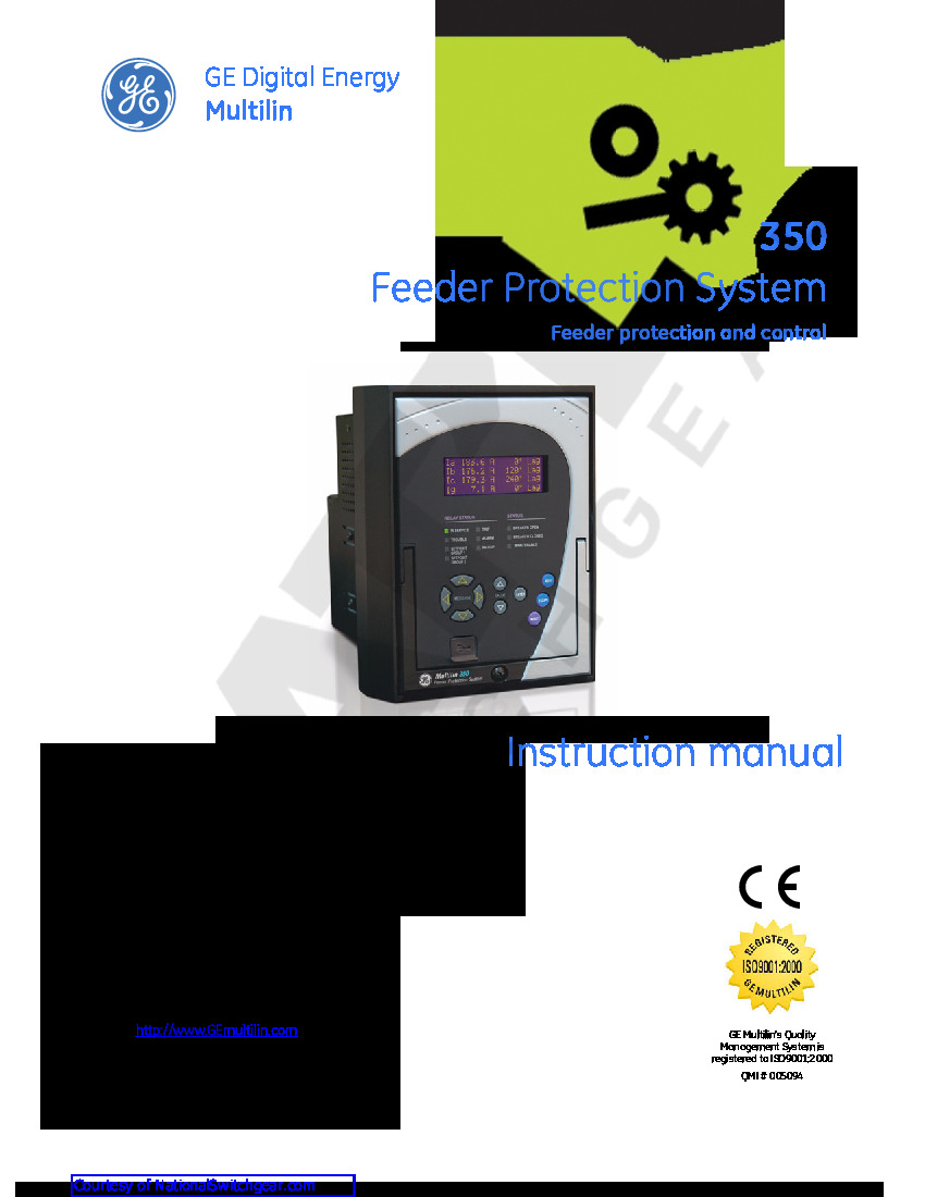 350-L-P5-G5-H-E-E-N-M-1E-D-N Feeder Protection Relay System