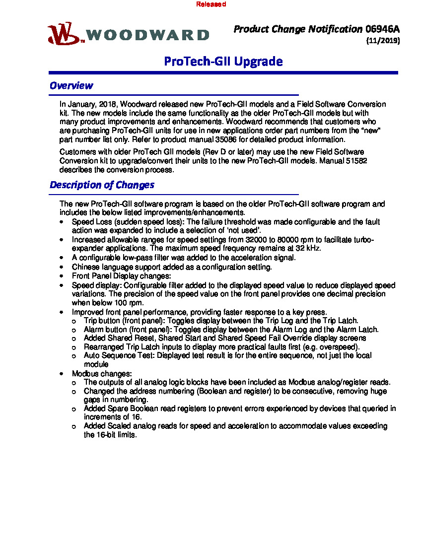 Woodward's 8237-1601 ProTech-GII Overspeed Protection