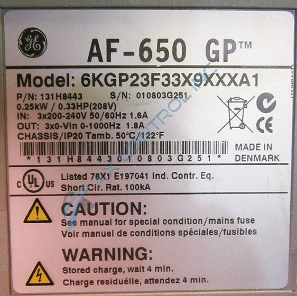 6KGP23F33X9XXXA1 In Stock! GE Drives AF-650 GP Drives | 0.25kW/0.33HP ...