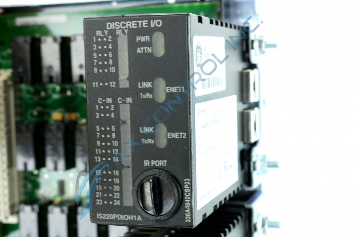 The GE IS220PDIOH1A is an I/O pack module that contains two Ethernet ports, a local processor ...
